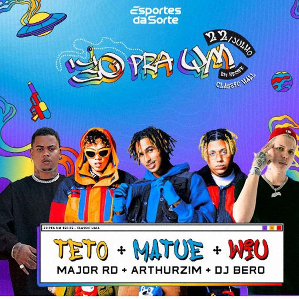 22 de julho: Teto, Matuê e Wiu em Recife - Ache Festas